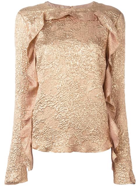 Rochas Jacquard Ruffled Blouse | ModeSens