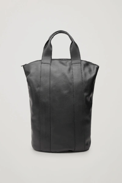 Cos Leather Tote In Black | ModeSens
