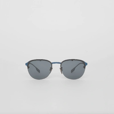 Burberry Round Frame Sunglasses In Blue | ModeSens