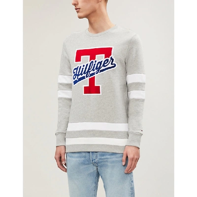 Tommy Hilfiger Monogram Logo Cotton Sweatshirt In Cloud Htr | ModeSens