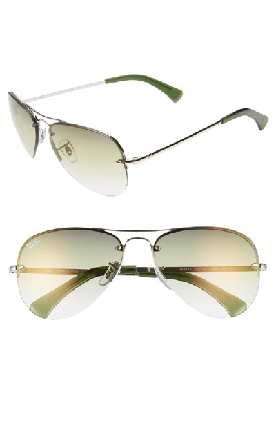 Ray Ban Highstreet 59mm Semi Rimless Aviator Sunglasses In Silver ...