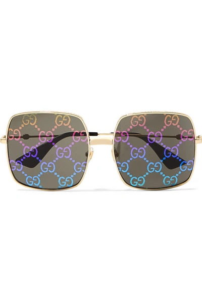 Gucci Logomania Square-frame Gold-tone Sunglasses | ModeSens