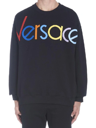 Versace Rainbow Logo Sweater In Black | ModeSens