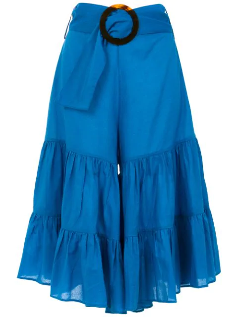 Adriana Degreas Belted Cropped Wide-leg Pants In Azul | ModeSens