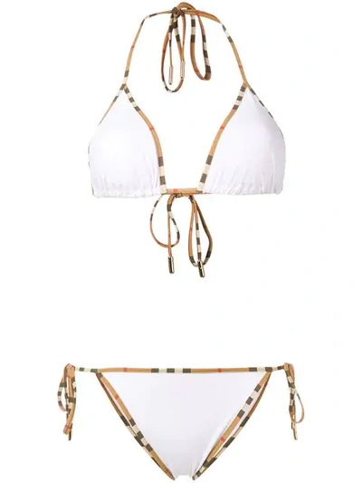 Burberry Vintage Check Trim Triangle Bikini In White | ModeSens