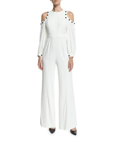 Alexis Easton Cold-shoulder Wide-leg Jumpsuit, White | ModeSens