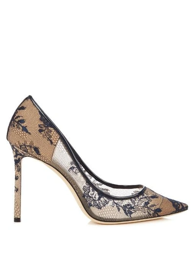 Jimmy Choo Romy 100mm Lace Pumps In Navy | ModeSens