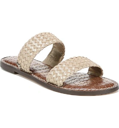 Sam Edelman Gala Two Strap Slide Sandal In Molten Gold Suede | ModeSens