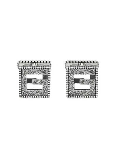 Gucci Cufflinks With Square G In Silver In Sterling Silver | ModeSens