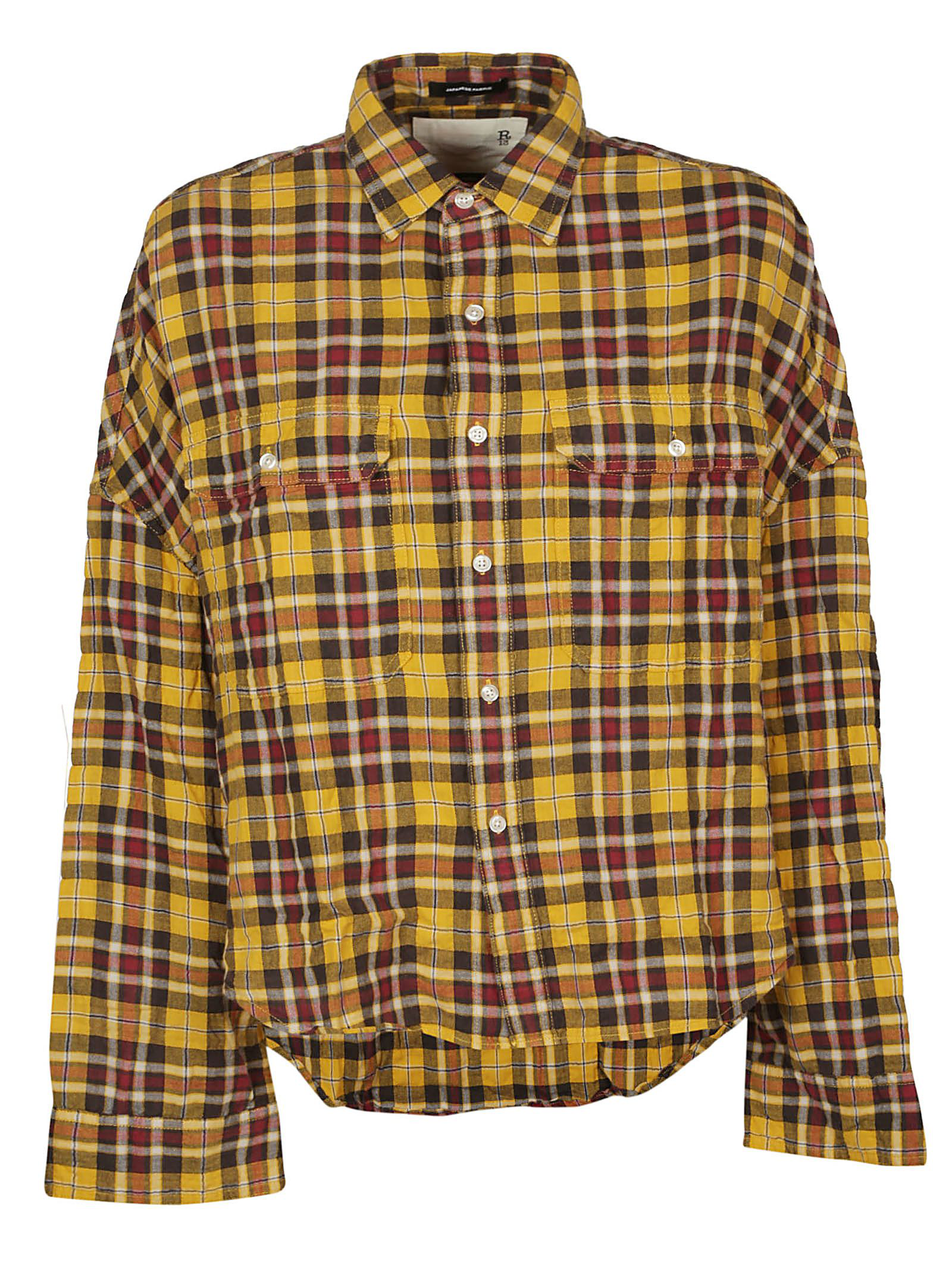 R13 Oversized Plaid Shirt In Yellow Plaid | ModeSens