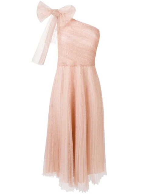 Red Valentino One Shoulder Tulle Dress In Neutrals Modesens