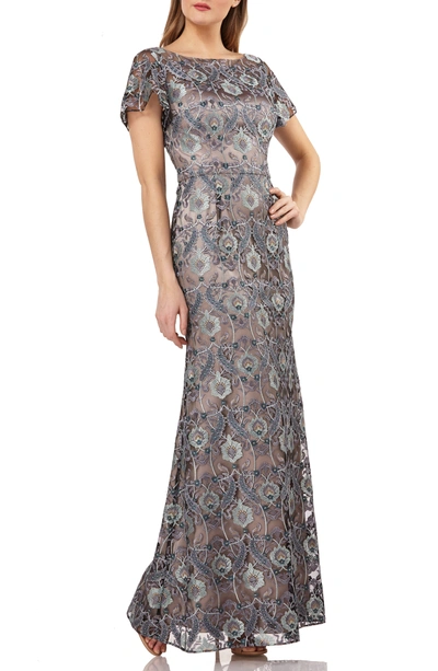 Js Collections Js Collection Embroidered Overlay Illusion Lace Evening ...