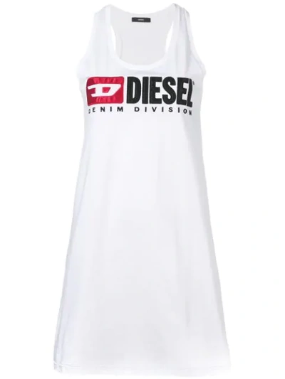 Diesel Logo Embroidered Tank Top In White | ModeSens
