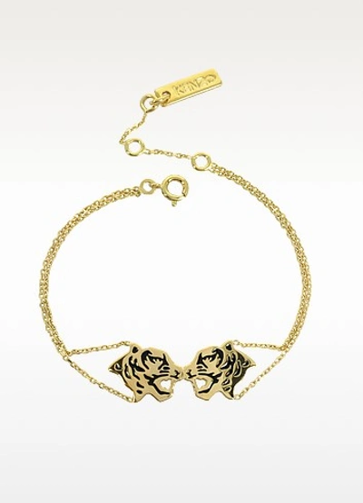 Kenzo Gold Plated And Black Lacquer Fighting Tiger Necklace | ModeSens
