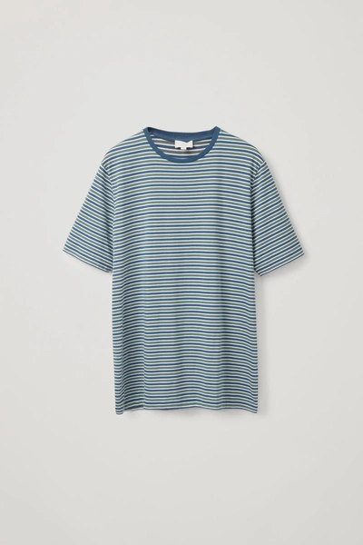 Cos Multi-striped Cotton T-shirt In Blue | ModeSens