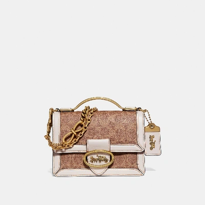Coach Riley Top Handle 18 In Signature Canvas In Beige/brown/white In ...