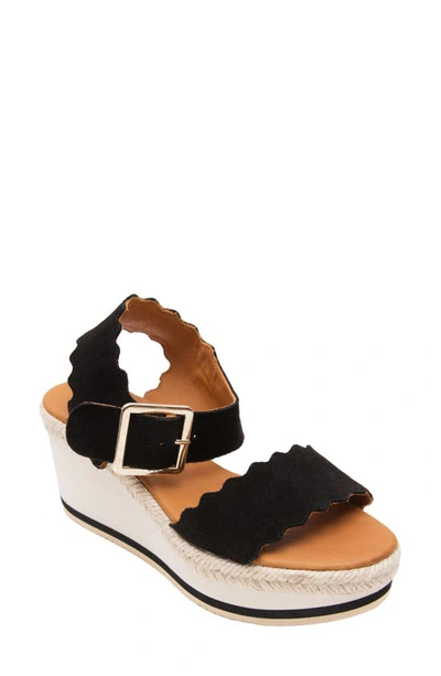Andre Assous Carla Espadrille Wedge Platform Sandal In Black Suede ...