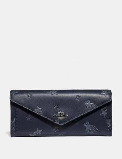 Coach Soft Wallet With Star Print In Midnight Navy/gunmetal | ModeSens