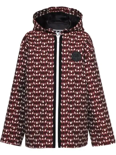 Miu Miu Monogram Pattern Hooded Jacket In Red | ModeSens