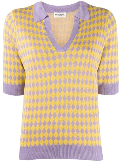 Essentiel Antwerp Diamond Pattern Polo Shirt - Yellow | ModeSens