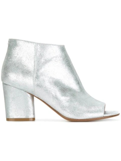Maison Margiela Chunky-heel Open-toe Booties, Silver/gray | ModeSens