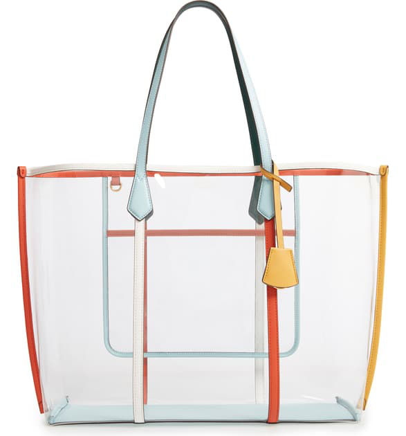 Tory Burch Perry Oversized Colorblock See-through Tote Bag In Clear ...