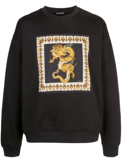 Versace Dragon Print Sweatshirt In Black | ModeSens