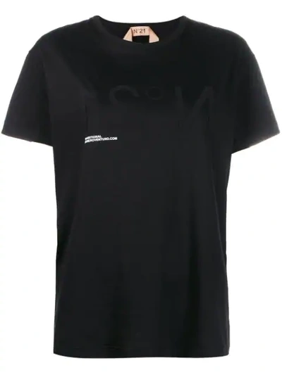 N°21 Inverted Logo Print T-shirt In Black | ModeSens