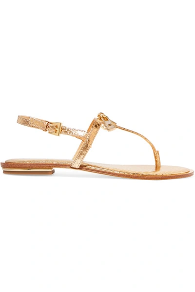 Michael Michael Kors Suki Embellished Metallic Snake-effect Leather ...