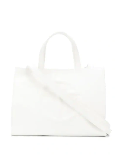 Telfar Small Embossed Logo Tote Bag In White | ModeSens