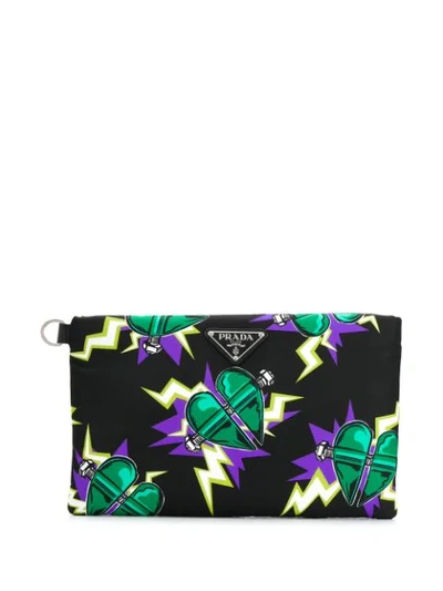 Prada X Frankenstein Universal Clutch In Black | ModeSens