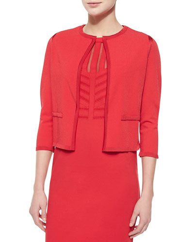 Escada Knit-trimmed Open Cardigan, Tivoli Red | ModeSens