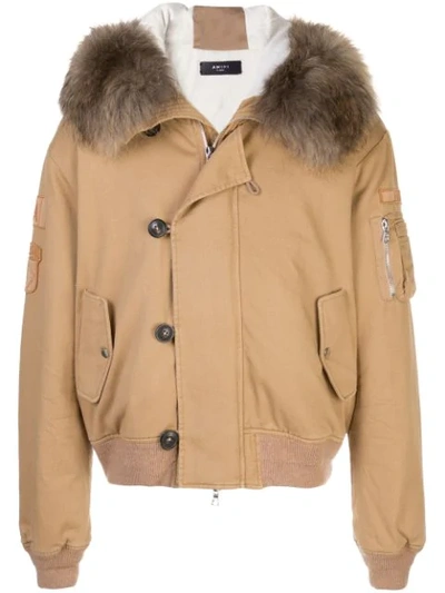 Amiri Faux Fur Hooded Bomber Jacket In Brown | ModeSens