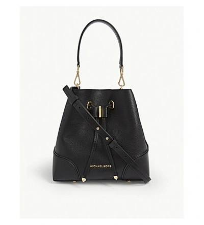 Michael Michael Kors Mercer Gallery Medium Leather Bucket Bag In Black ...