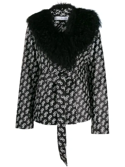 Saks Potts Trimmed Logo Print Coat In Black | ModeSens