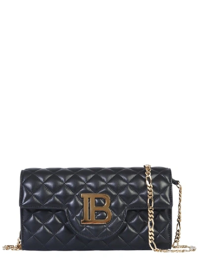 Balmain Logo Matelassé Chain Wallet In Black | ModeSens