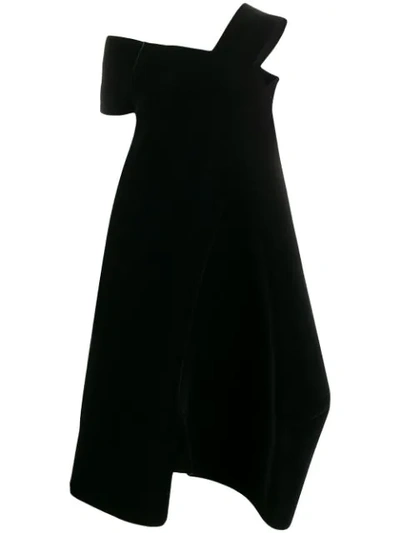 Stefano Mortari Asymmetric Midi Dress In Black | ModeSens