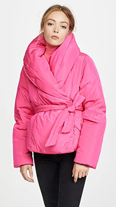Saks Potts Puffer Jacket With Belt In Neon Pink | ModeSens