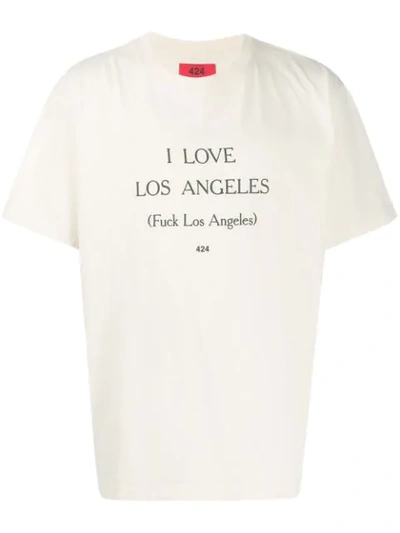 424 La Slogan Print T-shirt In White | ModeSens