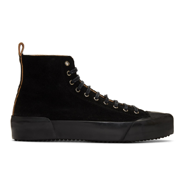 Jil Sander High-top Suede Sneakers In 999 Nero | ModeSens