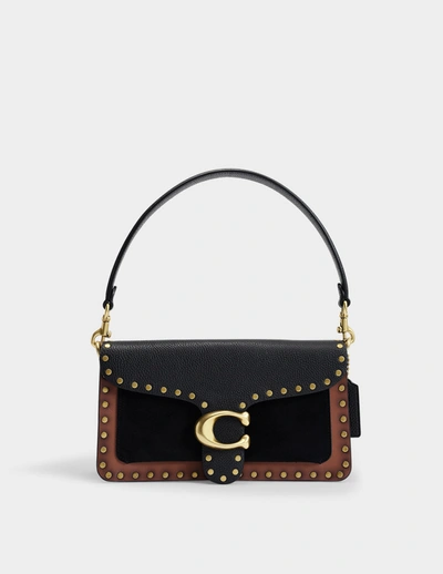 Coach Mixed Leather With Border Rivets Tabby Shoulder Bag 26 In Black ...