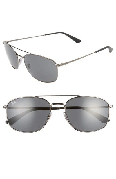 Ray Ban 60mm Navigator Sunglasses In Gunmetal/ Dark Grey | ModeSens