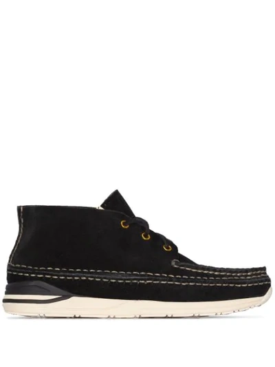 Visvim Contrast Stitch Lace-up Moccasins In Black | ModeSens