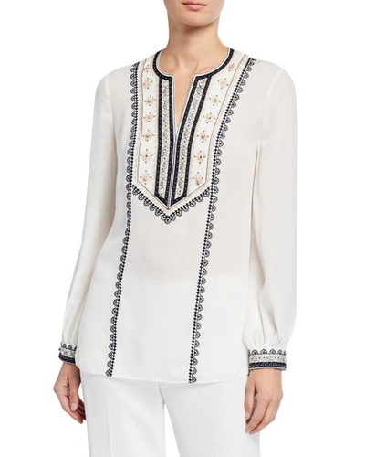 Kobi Halperin Sandi Embellished Silk Blouse In Ivory | ModeSens