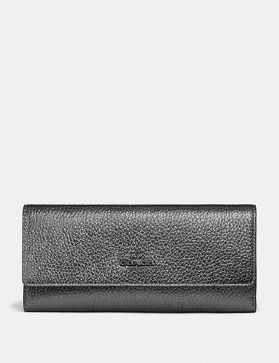Coach Soft Trifold Wallet In Gunmetal/metallic Graphite | ModeSens