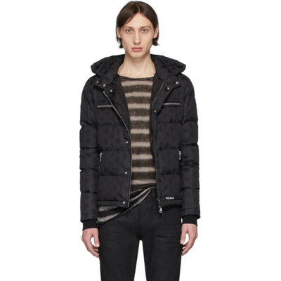 Balmain Bb Monogram Puffer Jacket In Eap Noir | ModeSens