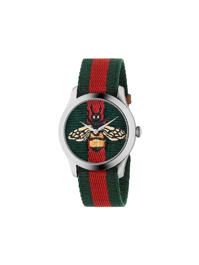 Gucci G-timeless Nylon Strap Watch, 38mm In Green | ModeSens