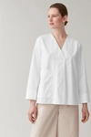 Cos Pleated Cotton Top In Blue | ModeSens