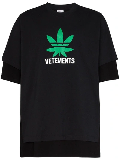 Vetements Contrasting Logo Double Layer T-shirt In Black Vetements Contrasting Logo Double Layer T-shirt In Black
