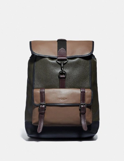 Coach Bleecker Backpack In Colorblock In Black Copper/army Green Multi ...